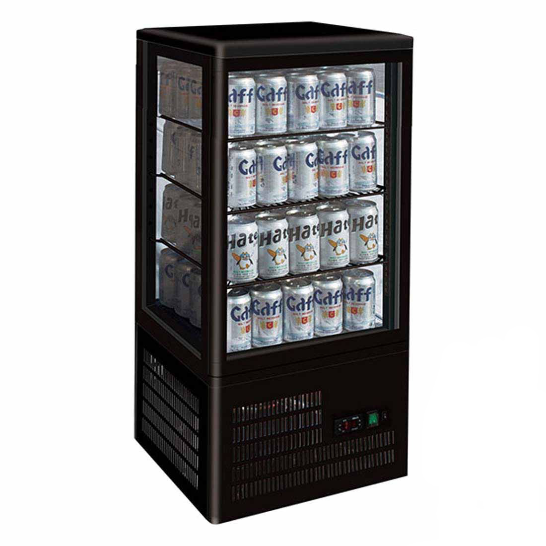 TCBD78B Four-Sided Countertop Beverage Display Fridge Black - Food ...